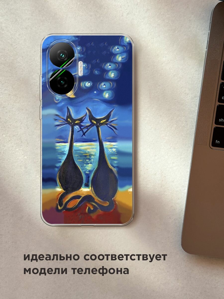 Силиконовый чехол на Poco F7 / Поко F7 с принтом "Влюбленные котики 7" — фото 1