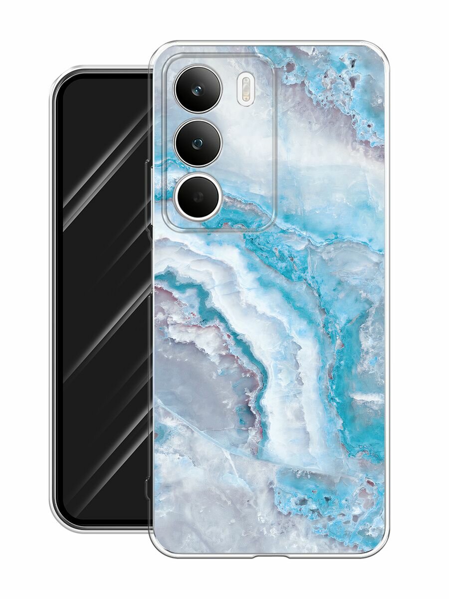 Чехол на Realme C71/P3 Lite 4G / Реалми С71/P3 Лайт 4G с принтом "Нежно-голубой мрамор" — фото 1