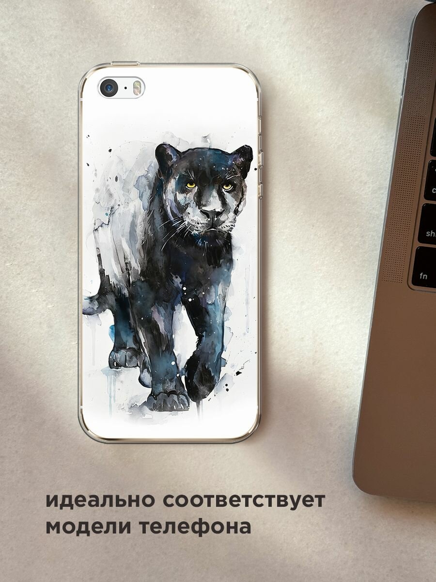 Чехол на Apple iPhone 5/5S/SE / Айфон 5/5S/SE с принтом "Пантера арт 3" — фото 1