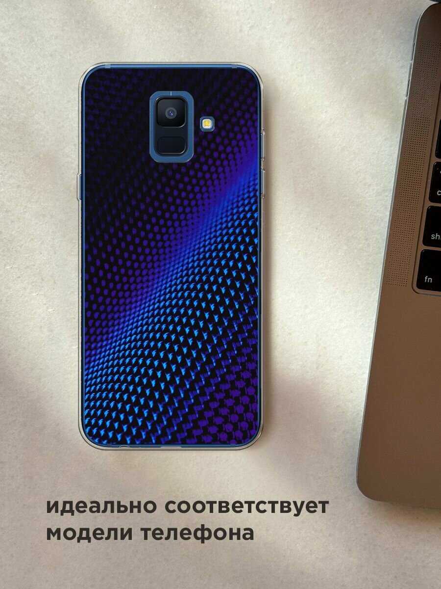 Чехол на Samsung Galaxy A6 / Самсунг Галакси А6 с принтом "Синий карбон" — фото 1