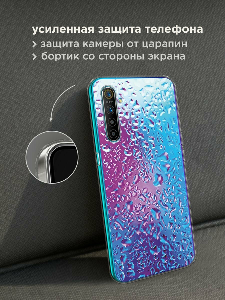 Силиконовый чехол на Realme XT / Реалми XT с принтом "Капли на стекле" — фото 1