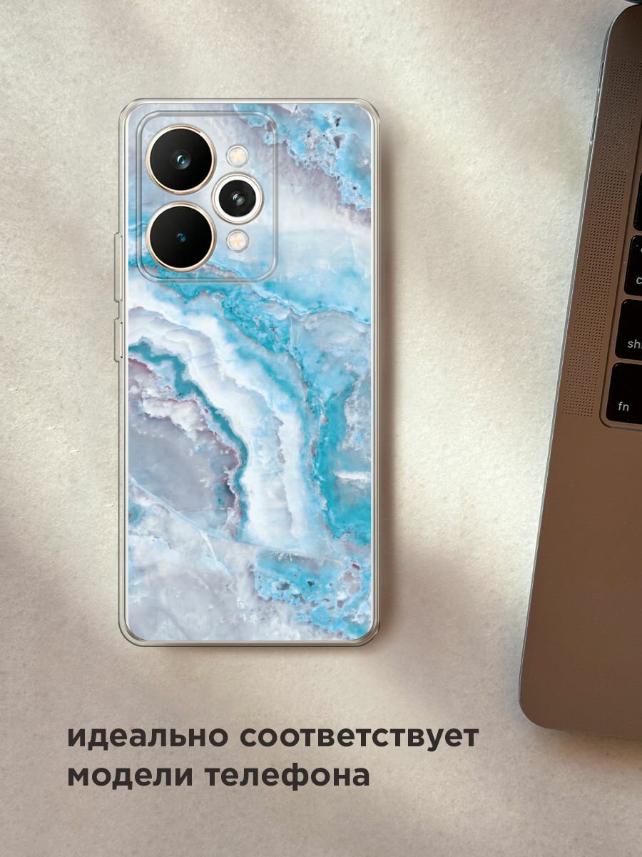 Чехол на Realme 15 Pro / Реалми 15 Про с принтом "Нежно-голубой мрамор" — фото 1