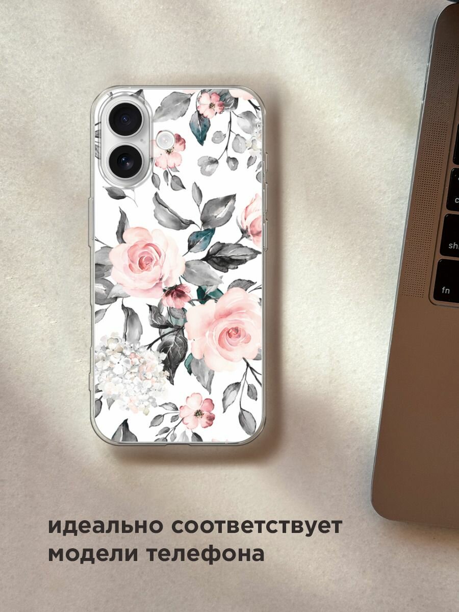 Чехол на Apple iPhone 17 / Айфон 17 с принтом "Розы на белом" — фото 1