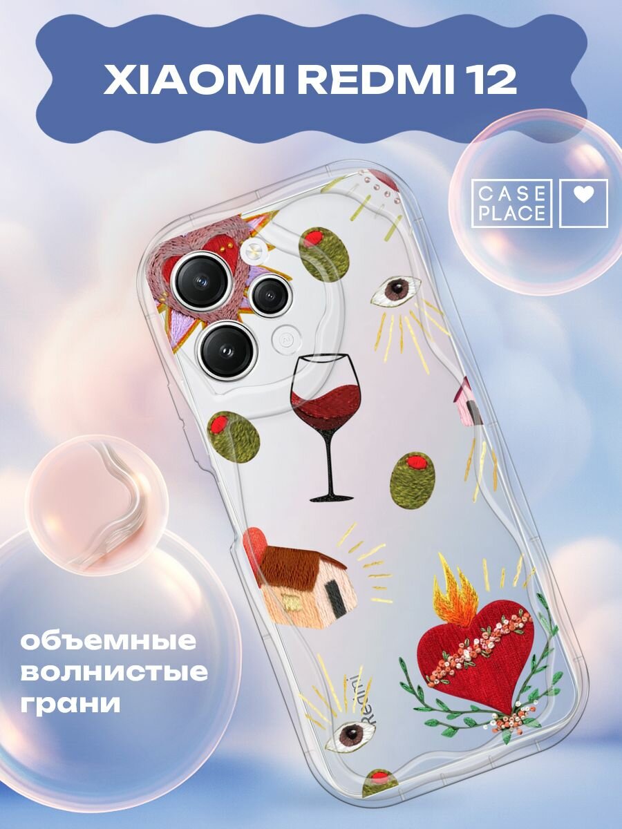 Чехол на Xiaomi Redmi 12 / Редми 12 с принтом "Ниточный коллаж"