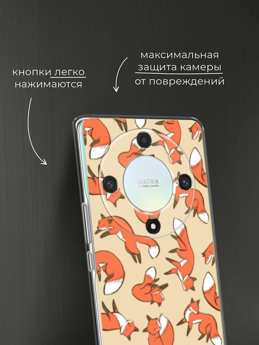 Силиконовый чехол на Honor X9A / Хонор X9A с принтом "Лисички фон" — фото 1