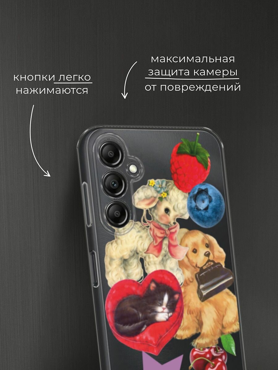 Чехол на Samsung Galaxy A15 / Самсунг А15 с принтом "Милые стикеры", прозрачный — фото 1