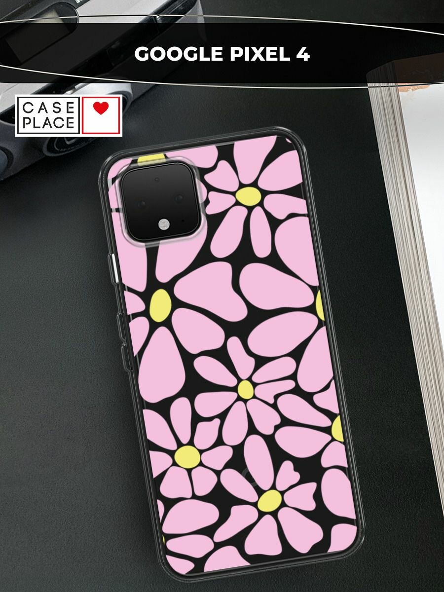 Чехол на Google Pixel 4 / Гугл Пиксель 4 с принтом "Розовые лепестки 2", прозрачный