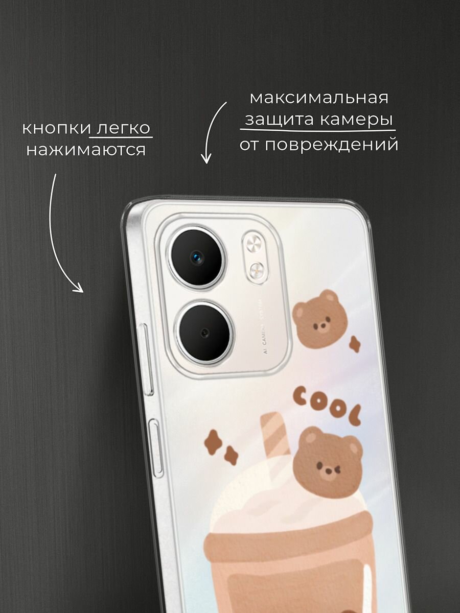 Силиконовый чехол на Oppo A5x / Оппо А5x с принтом "Кофе 2", прозрачный — фото 1