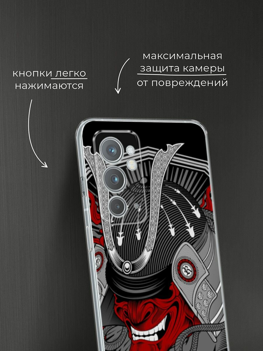 Чехол на OnePlus 9RT / ВанПлас 9RT с принтом "Красная маска самурая" — фото 1