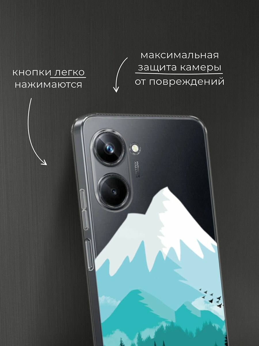 Чехол на Realme 10 Pro / Реалми 10 Про с принтом "Синяя снежная гора", прозрачный — фото 1