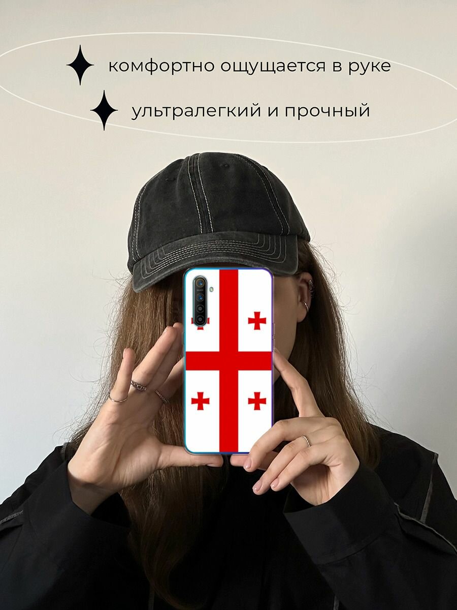 Силиконовый чехол на Realme XT / Реалми XT с принтом "Флаг Грузии" — фото 1