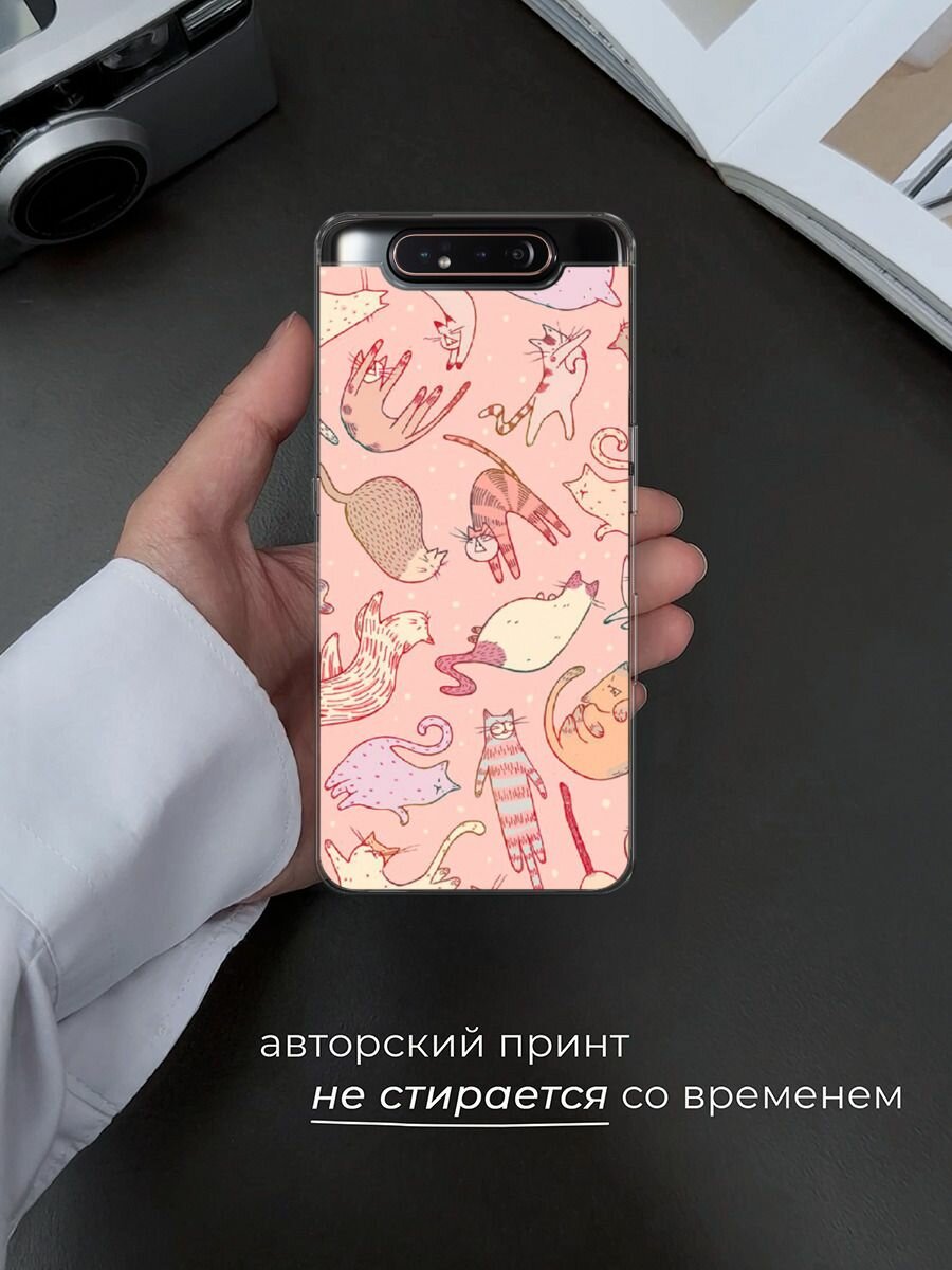 Чехол на Samsung Galaxy A80 / Самсунг Гэлакси A80 с принтом "Розовое счастье" — фото 1