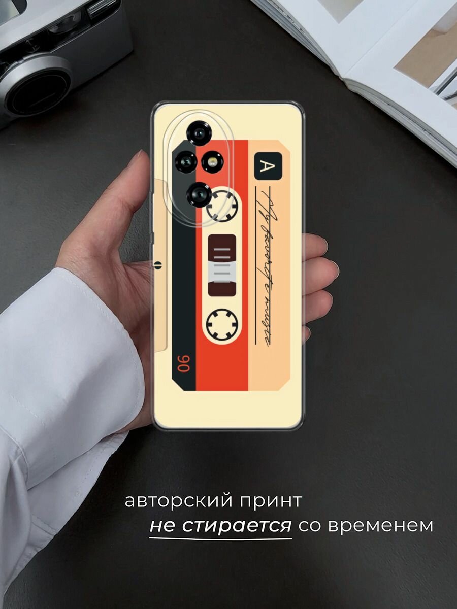 Чехол на Honor 200 Pro / Хонор 200 Про с принтом "Бежевая кассета" — фото 1