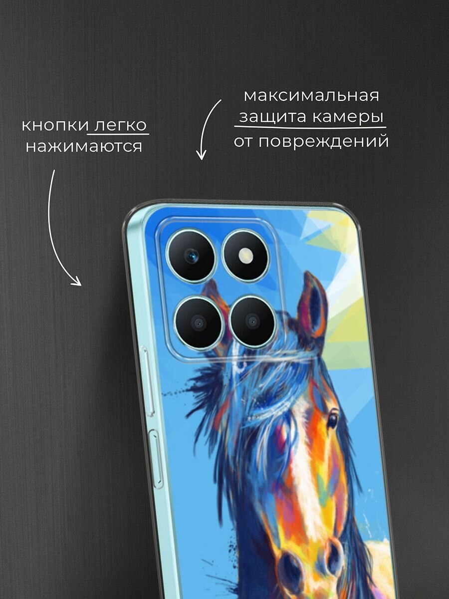 Силиконовый чехол на Honor X6A / Хонор X6A с принтом "Лошадь арт 3" — фото 1
