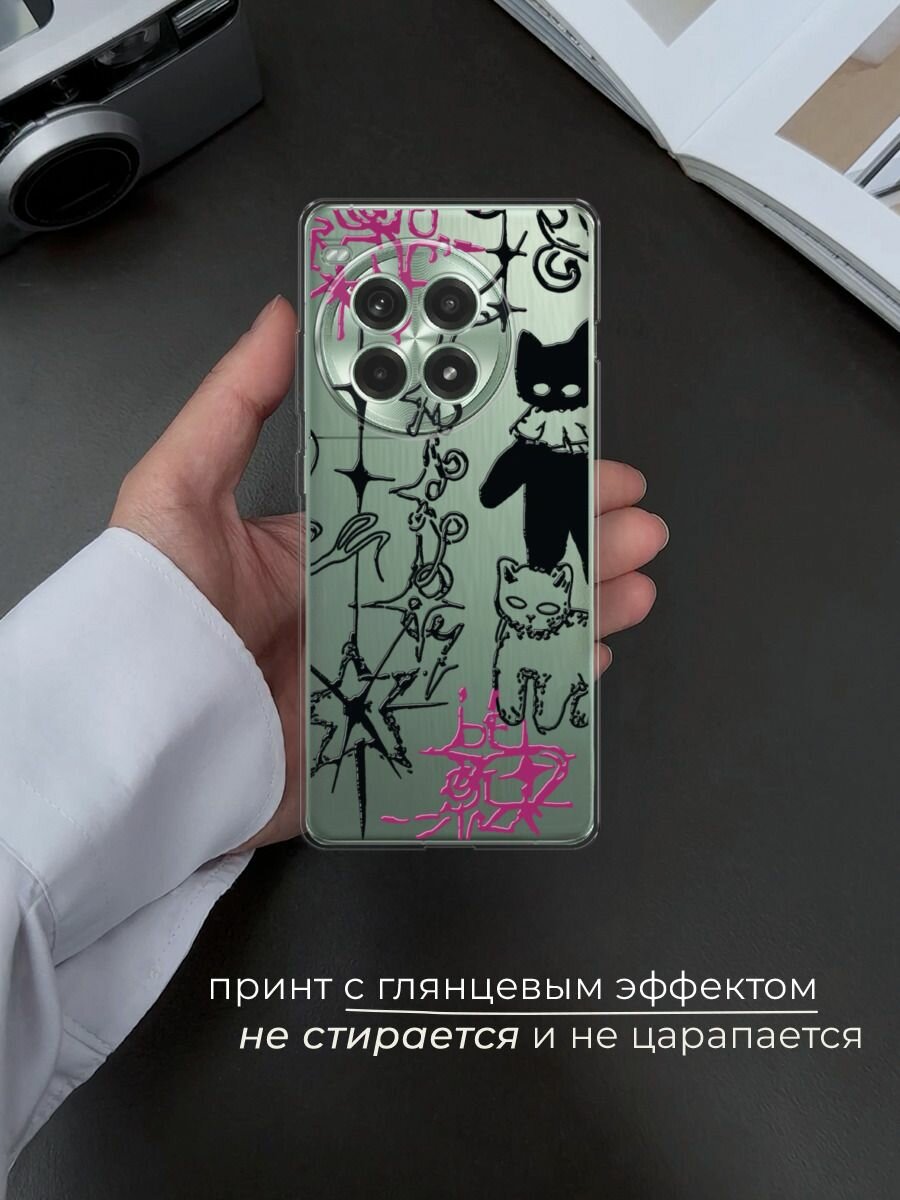 Чехол на OnePlus Ace 3 Pro / Ван Плас Эйс 3 Про с принтом "Готические котики" — фото 1