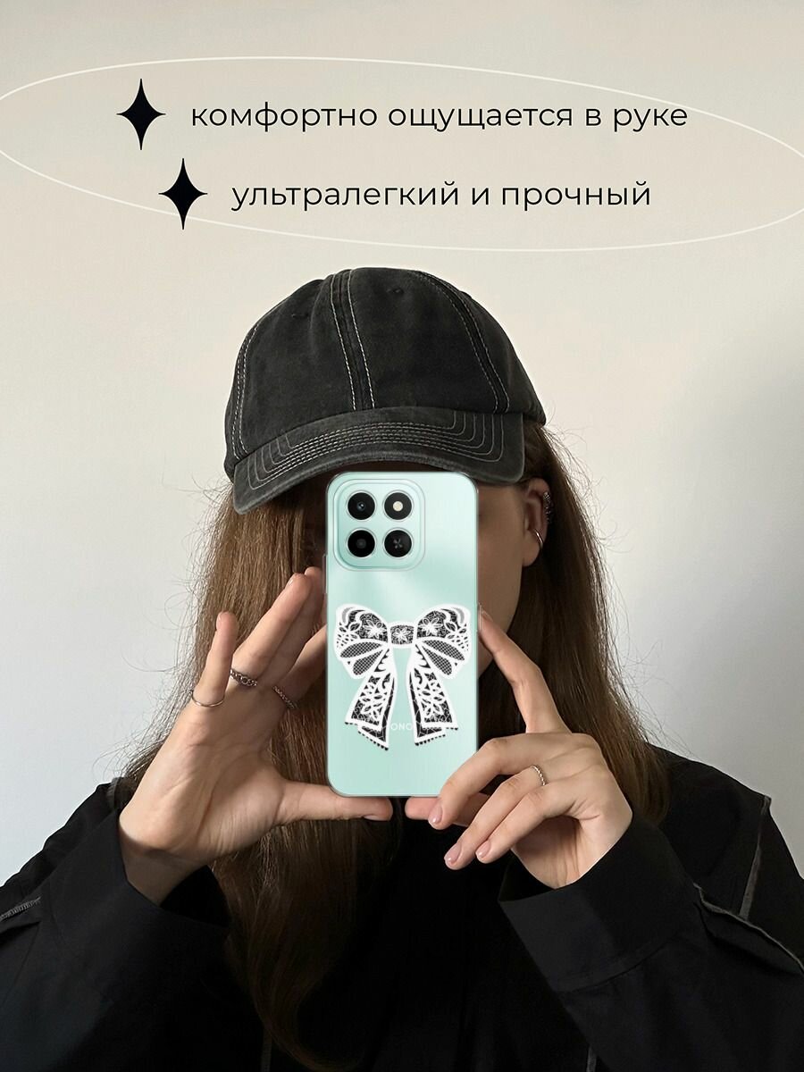 Чехол на Honor X6c / Хонор X6c с принтом "Черно-белый бант 2" — фото 1