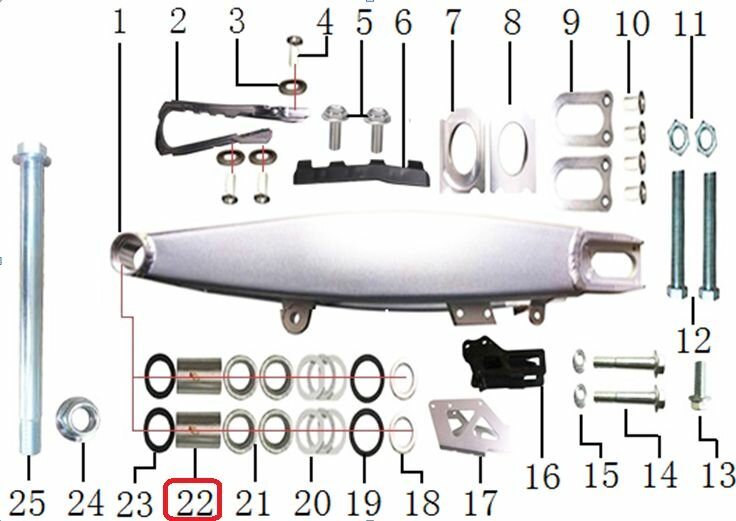 Втулка, маятник мотоцикла на раме K8 JMC, ZUUMAV; FXmoto, AVANTIS; BSE, WELS 17*22*52MM 03.01.0189