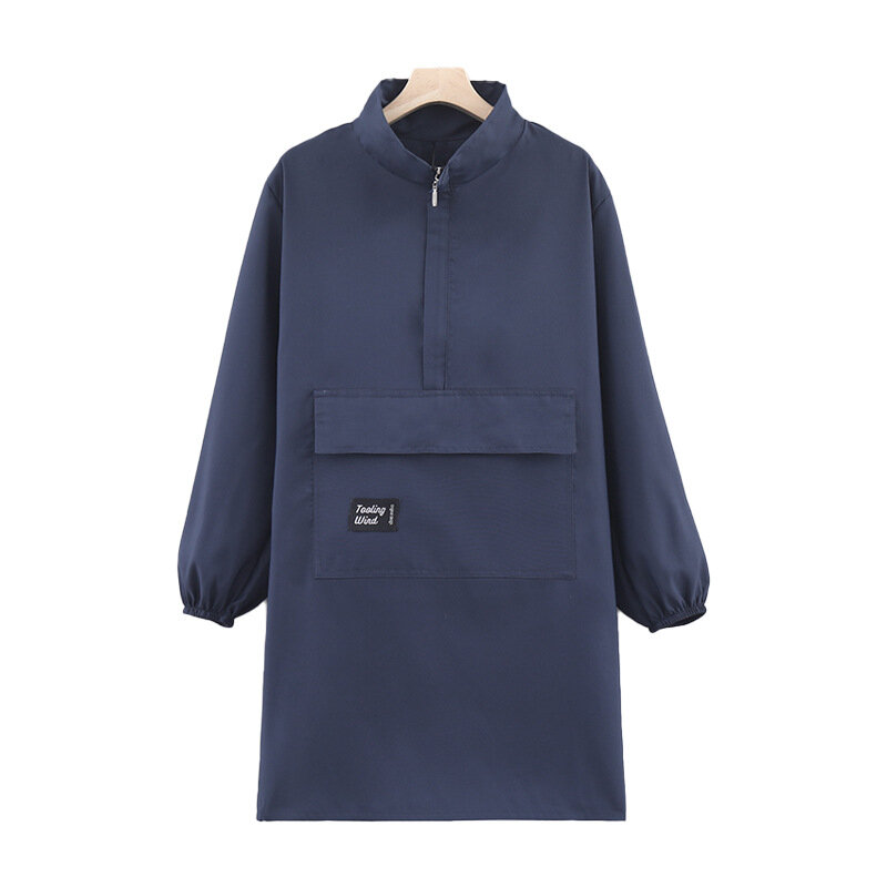 Фартук с длинным рукавом, передним карманом и застежкой-молнией на половину длины. Водонепроницаемый фартук для кухни, ресторана, творчества и рукоделия. Защитная одежда унисекс.