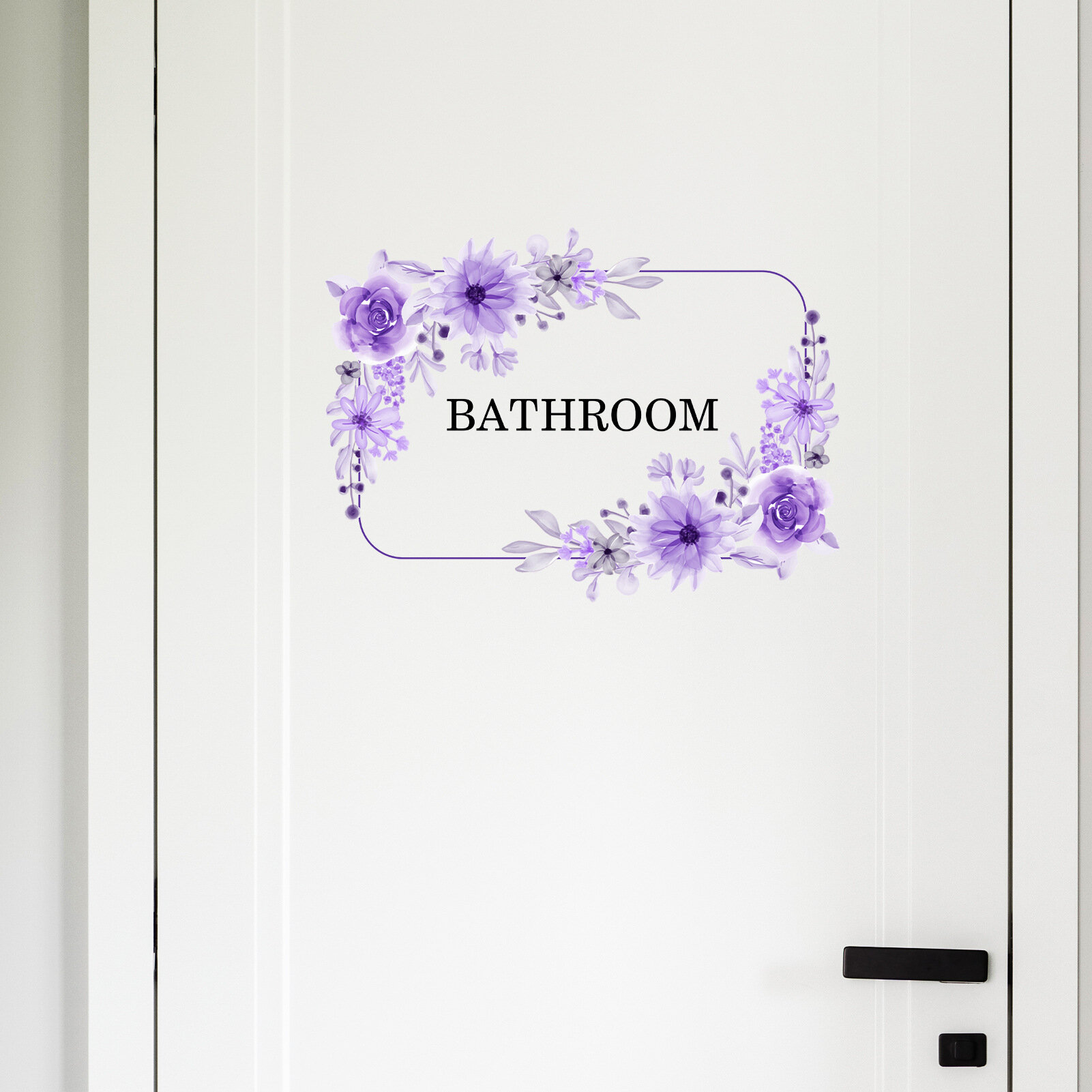 Наклейки на стену ванной комнаты с фиолетовыми цветами, цветочный декор двери ванной комнаты, самоклеящиеся настенные наклейки для ванной комнаты, туалета и домашнего декора, элегантная наклейка для ванной комнаты