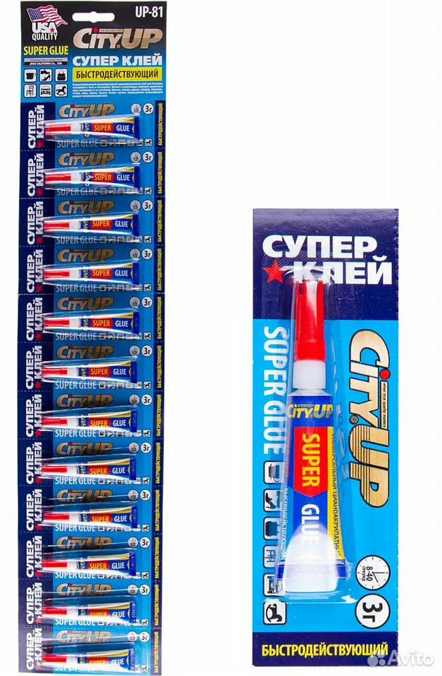 Клей CityUp, мгновенный, прозрачный, сверхпрочный, водостойкий, термостойкий, 12шт