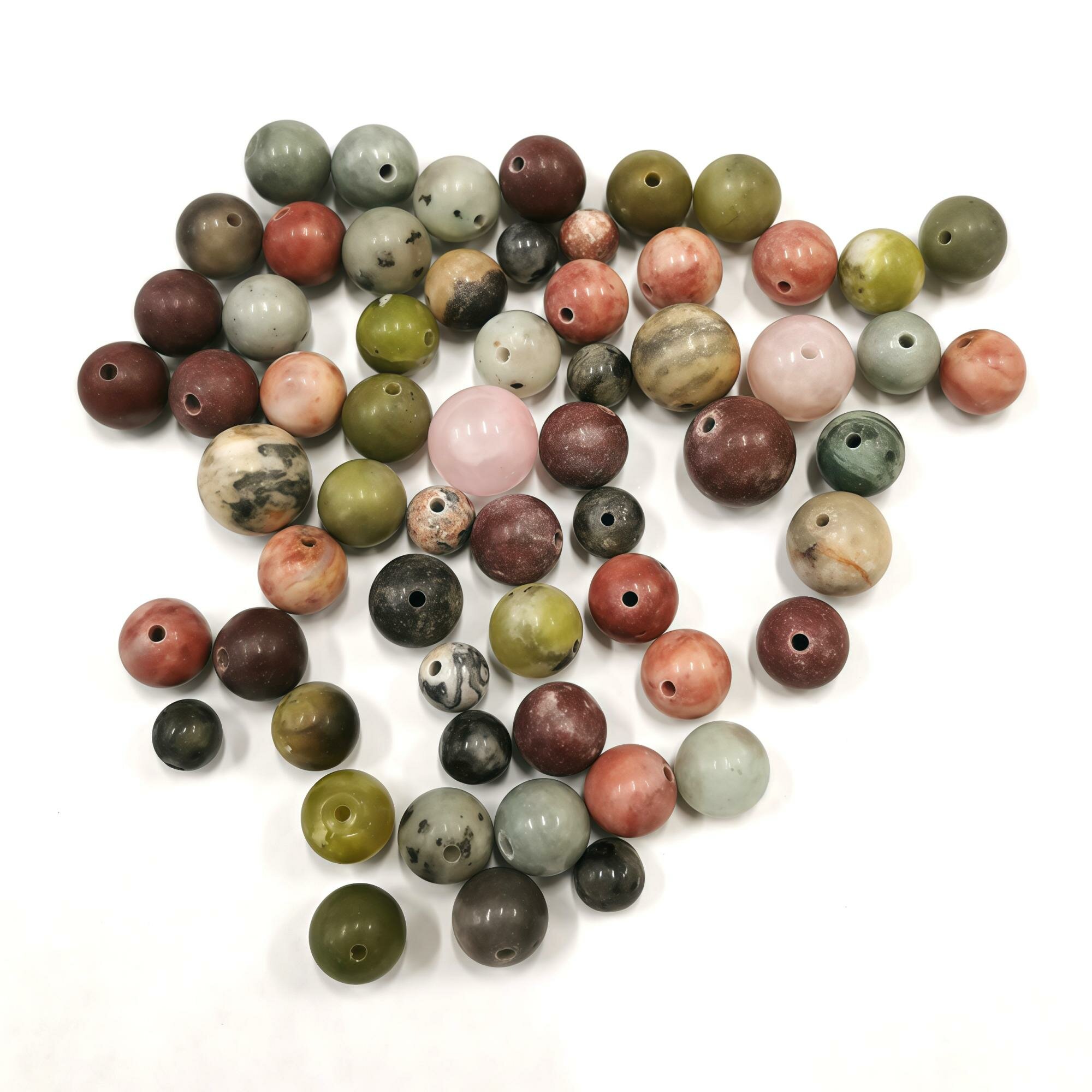 Бусины каменные, 4-14мм, ассорти, 50 грамм