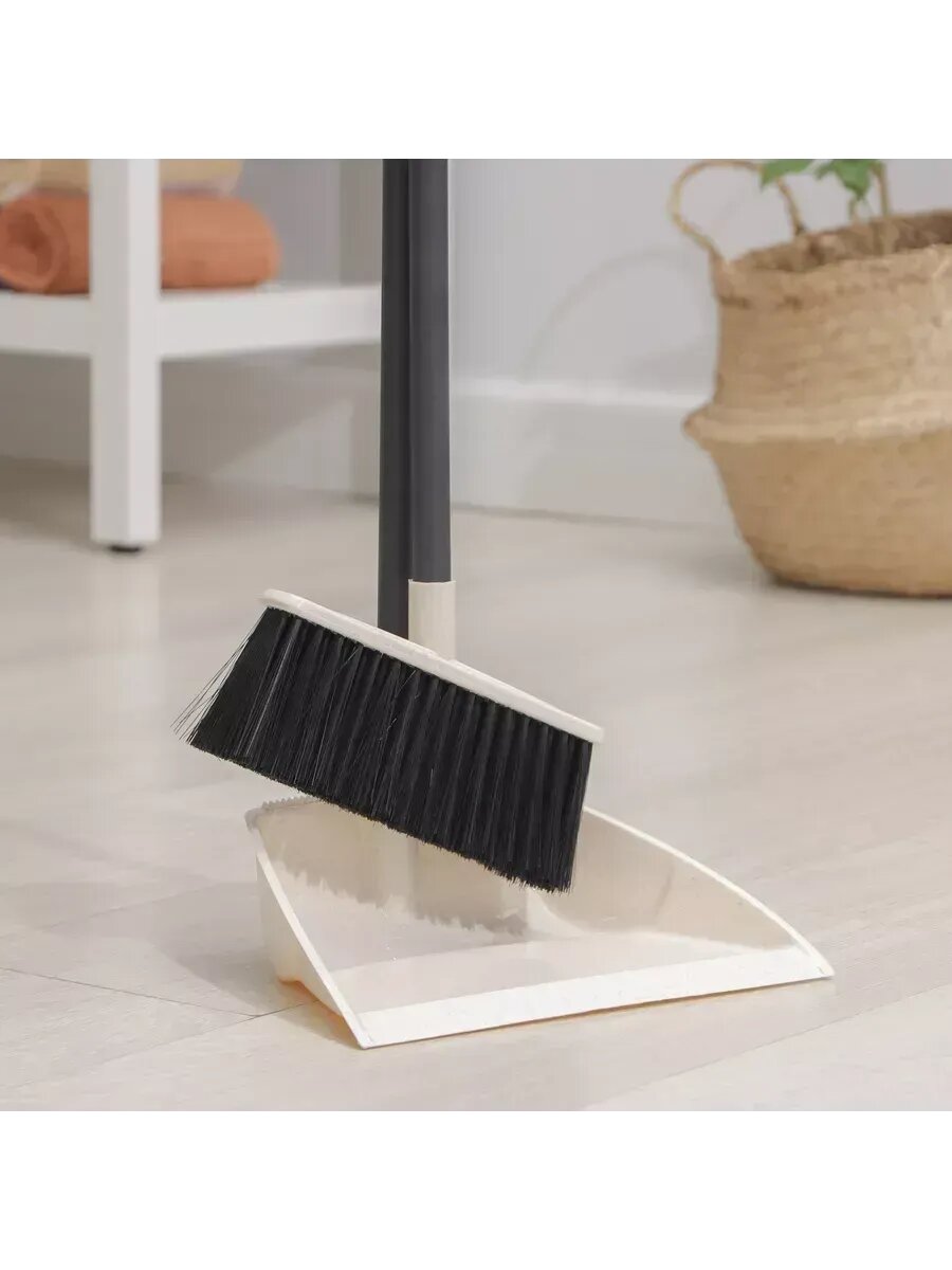 Щётка для пола c совком Malta, цвет бежевый