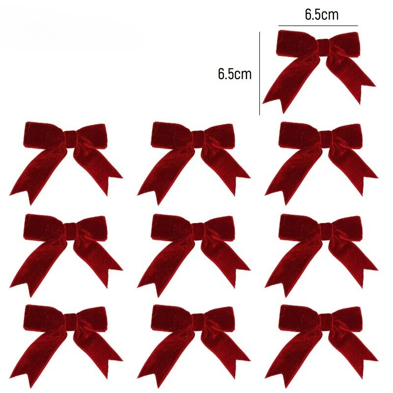 Рождественские бархатные банты, набор из 10/20/30 штук M-Red, 10PCS