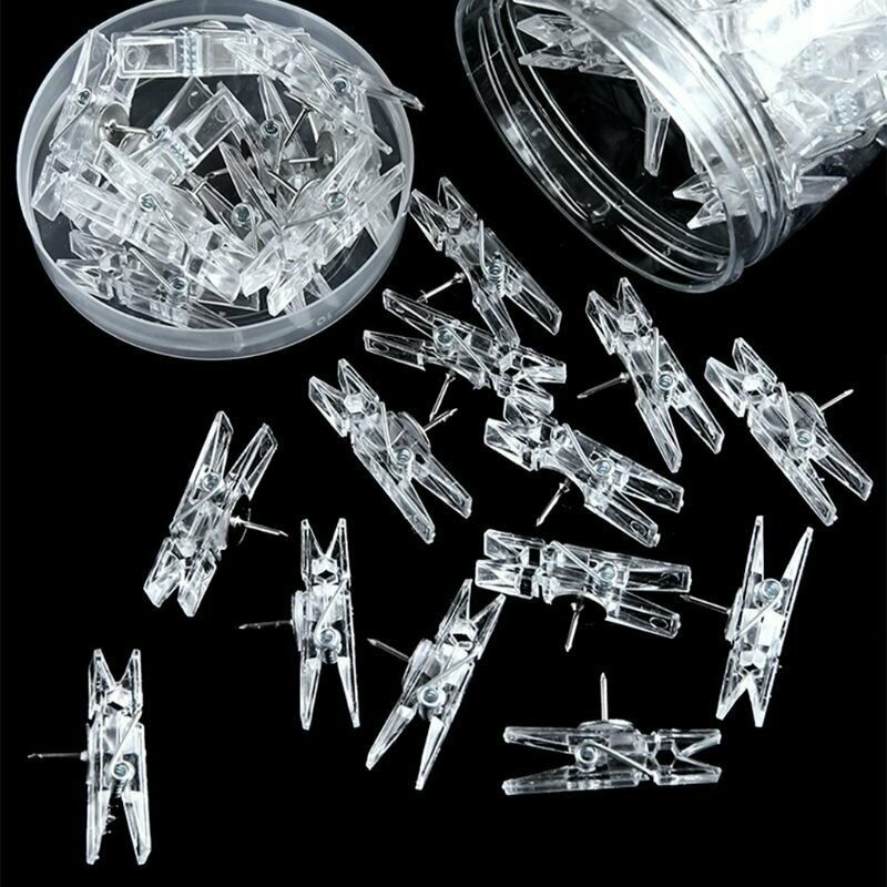 20 шт./упак. Универсальные кнопки в форме клипсы 1.4x0.3 " Прозрачные цветные для большого пальца офисных школьных досок объявлений