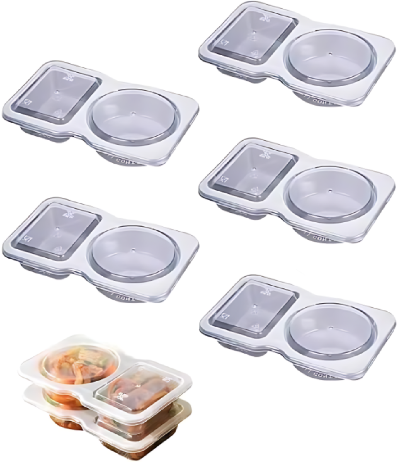 Контейнеры для закусок мини, контейнеры для закусок мини с крышками, контейнеры для упаковки закусок, контейнер для соусов с двойным отделением, многоразовые контейнеры для упаковки закусок (5 штук), температура эксплуатации +120℃/-20℃, высокая прочность