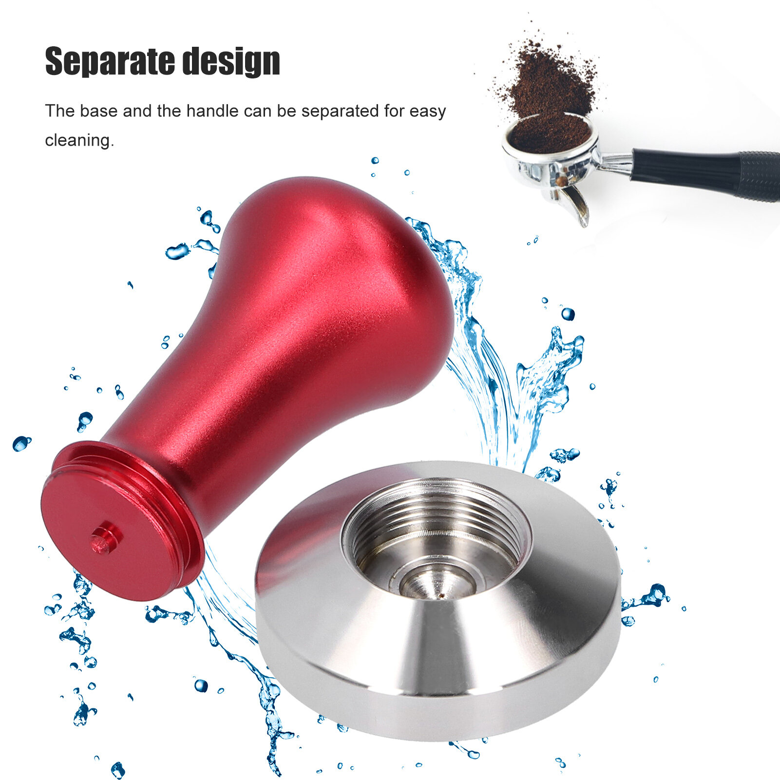 Темпер для кофе с плоским дном, порошок, ручной пресс, молоток, аксессуары для приготовления кофе, кухонная утварь, красный