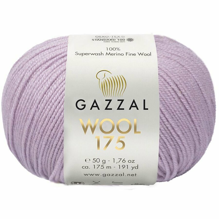 Пряжа Gazzal WOOL 175 349 бл. сирень (5 мотков)