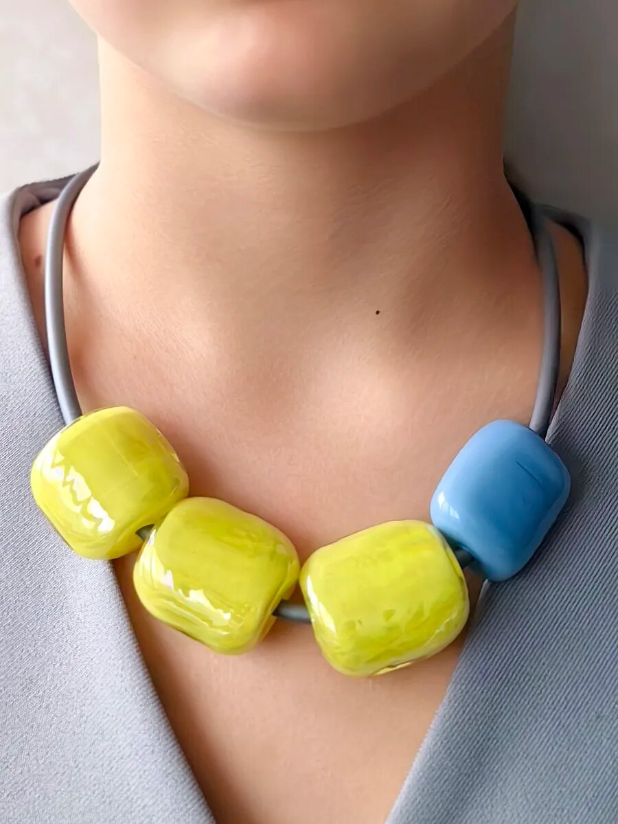 Колье, каучук, муранское стекло, стекло