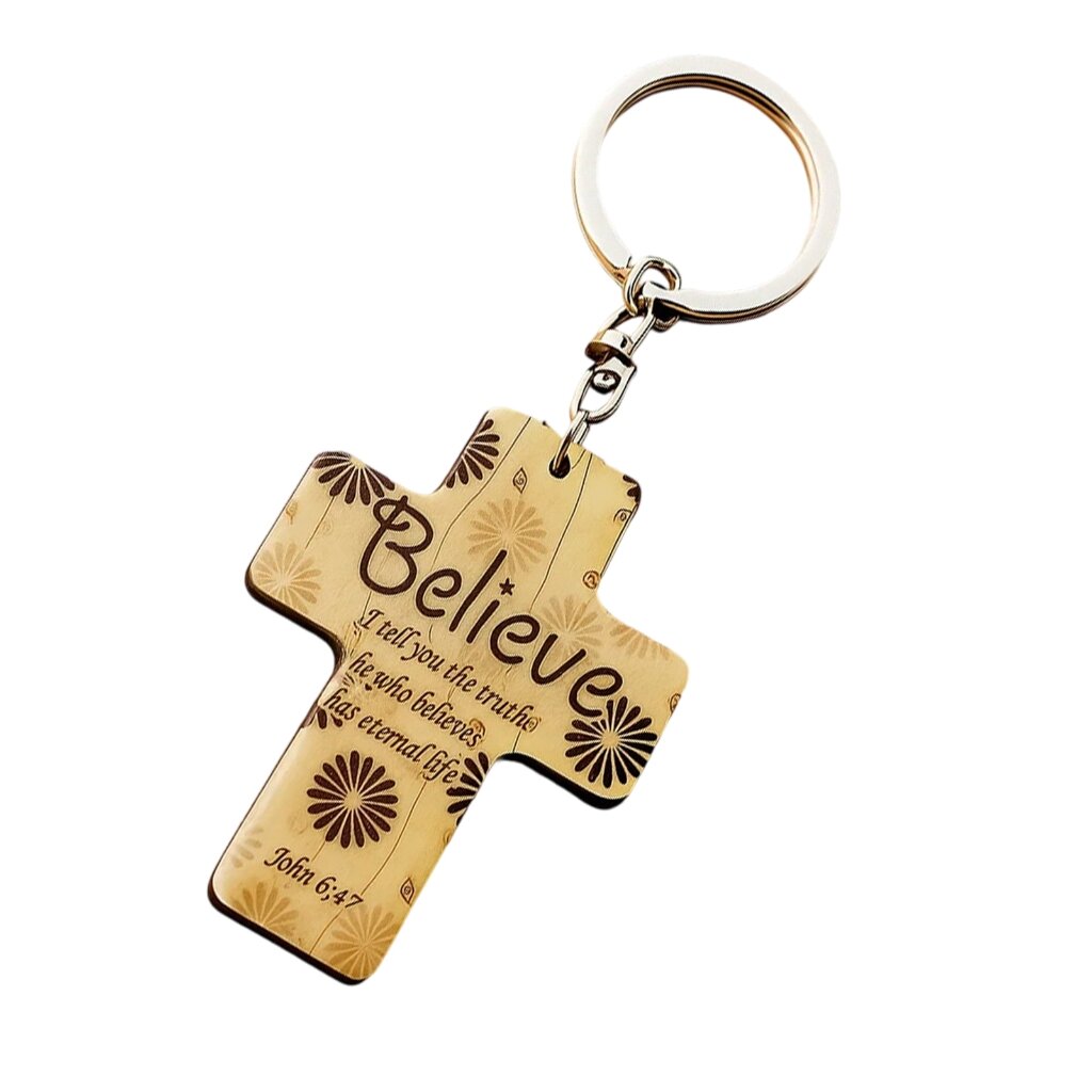 Деревянный Брелок Религиозный Подарок Для Женщин Мужчин Рождество День Рождения Юбилей Дома Автомобиля