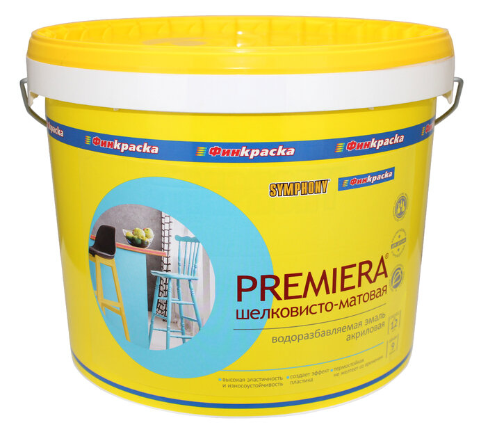 Эмаль SYMPHONY PREMIERA с эффектом пластика, влагостойкая, шелковисто-матовая, База С 2,7л