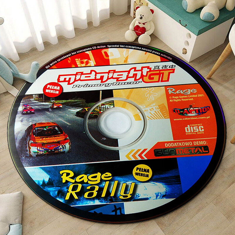 Ковер круглый геймерский CD диск 100 см кристалл вельвет 750 г/м² для гостиной спальни игровой
