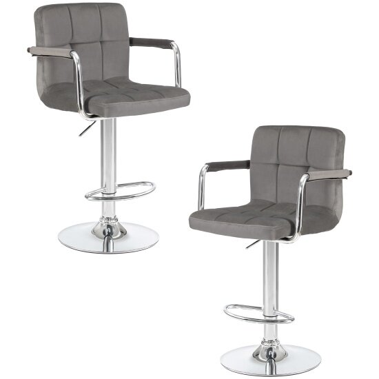 Стул барный Dobrin KRUGER ARM (серый велюр (MJ9-75))(2 шт/уп)