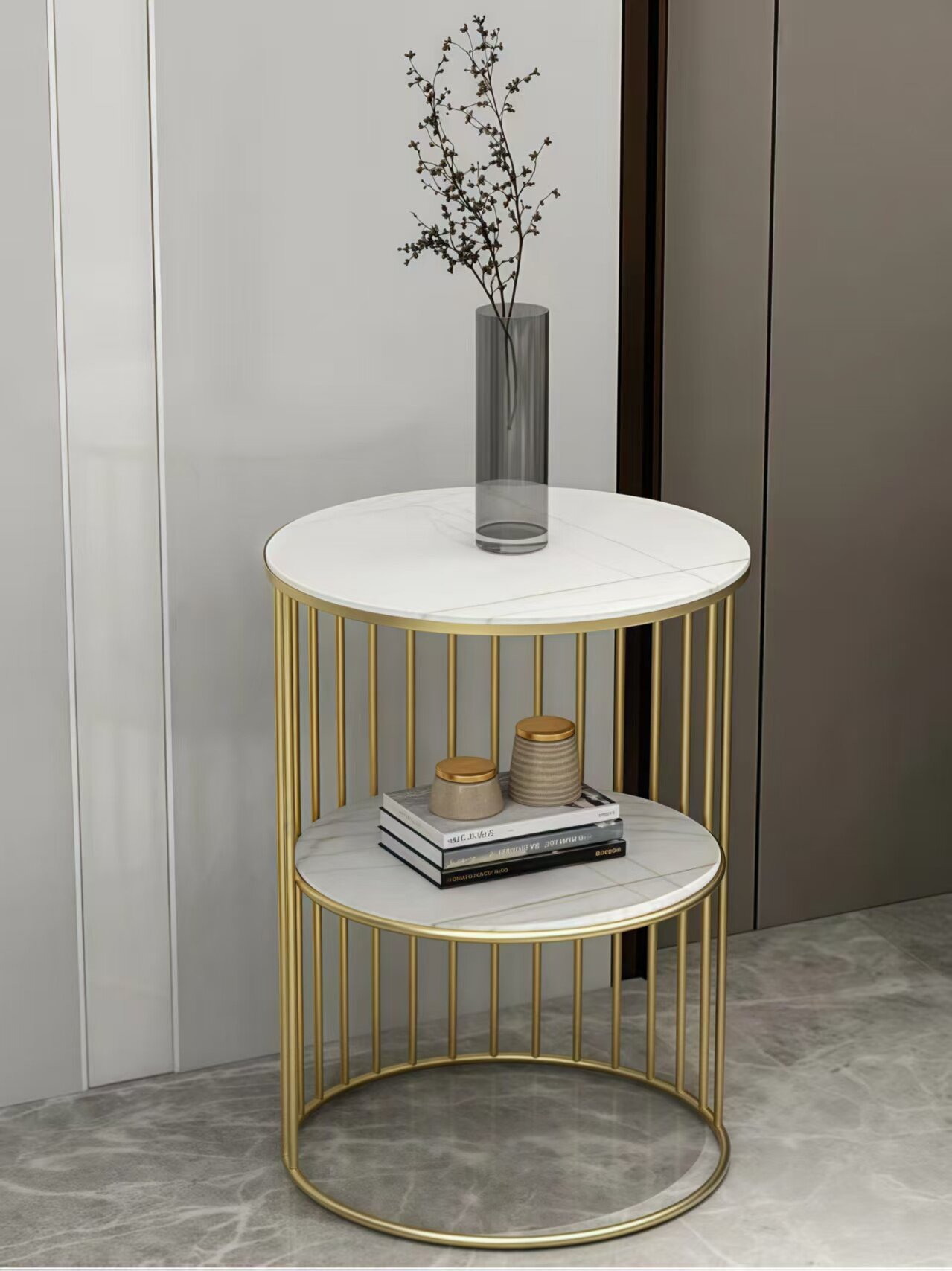 Тумба прикроватная "Скандинавский стиль" , металл, цвет черный/золотой, 30х30х55 см