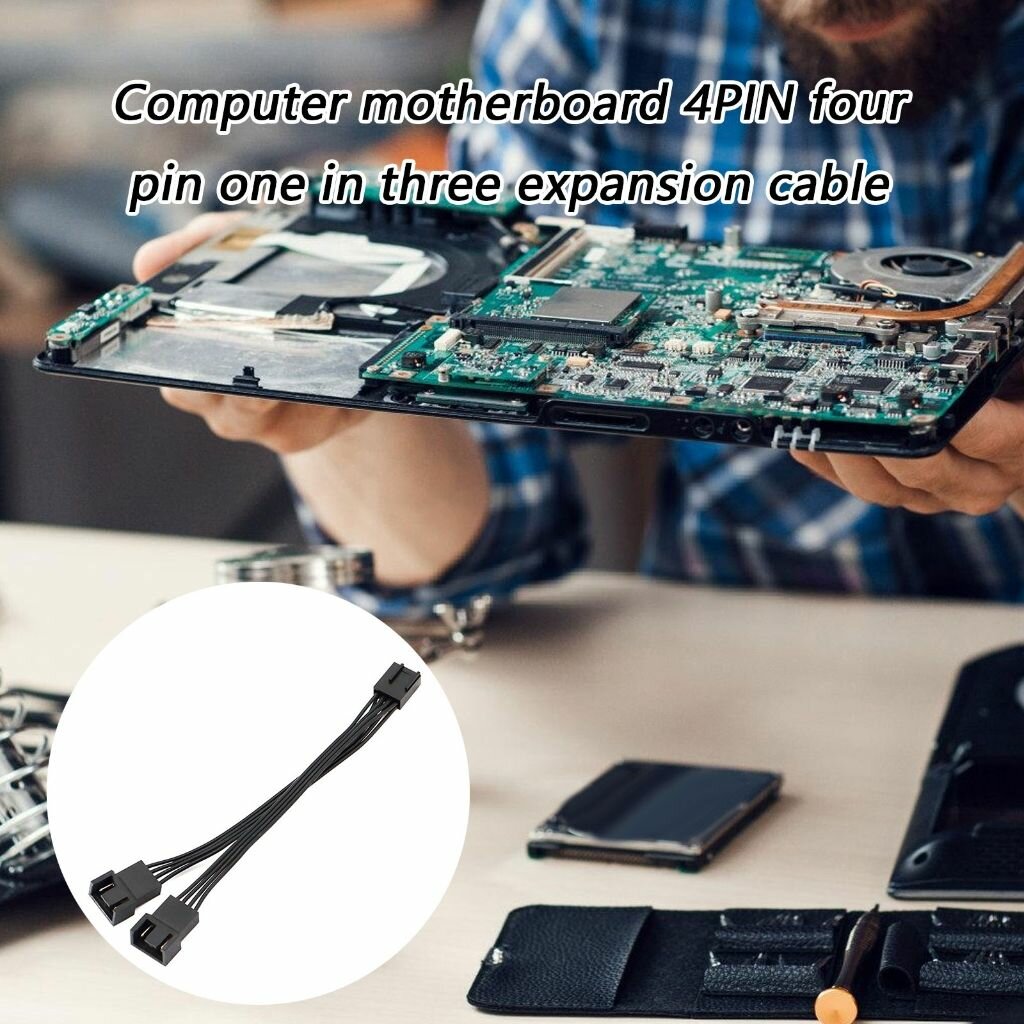 Кабель вентилятора компьютера 4Pin PWM для контроля температуры охлаждения четырехконтактный одноточечный кабель с двумя адаптерами