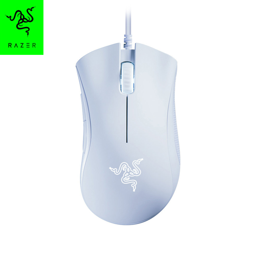 Проводная игровая мышь Razer DeathAdder Essential, белый цвет, 6400 DPI, 220 IPS, 30G, 5 программируемых кнопок, ресурс кликов до 10 млн раз, частота опроса 1000 Гц, кабель 2.1 м, размер 12.7*7.3*4.3 см, вес 96 г
