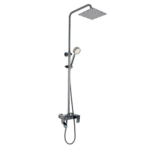 88705 BRIMIX Смеситель + стойка душевая "тропический душ" с двумя лейками из алюминия титан