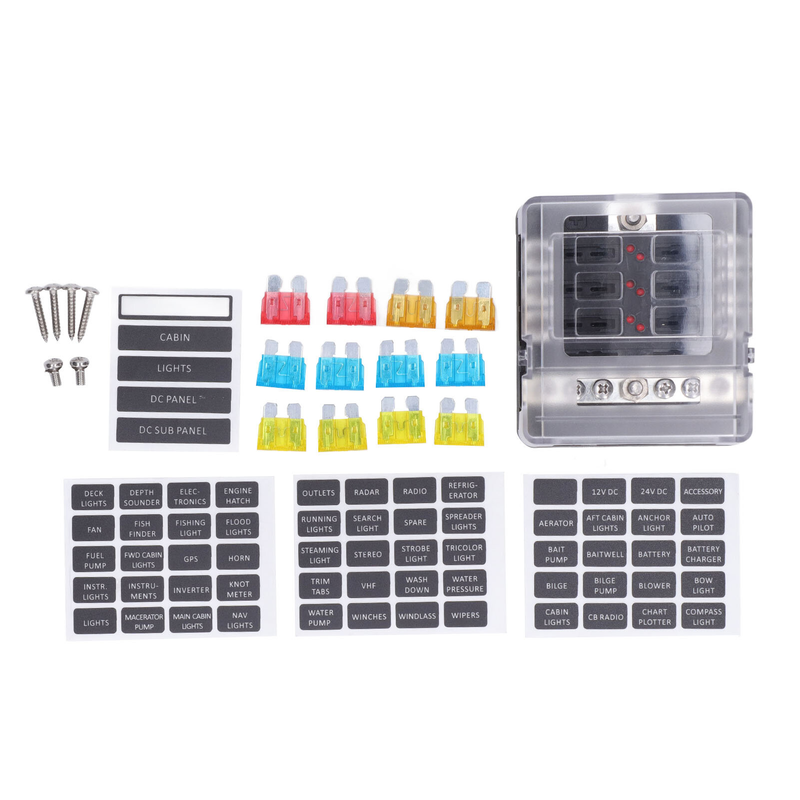 6-позиционный блок предохранителей IP66, водонепроницаемый держатель предохранителей 32 В постоянного тока с влагозащитной крышкой для автомобиля, лодки, автодома