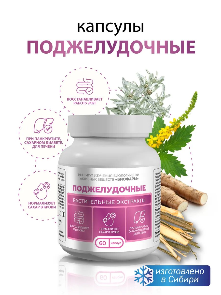 Препарат "Для поджелудочной железы", капсулы, от изжоги, 60 капсул