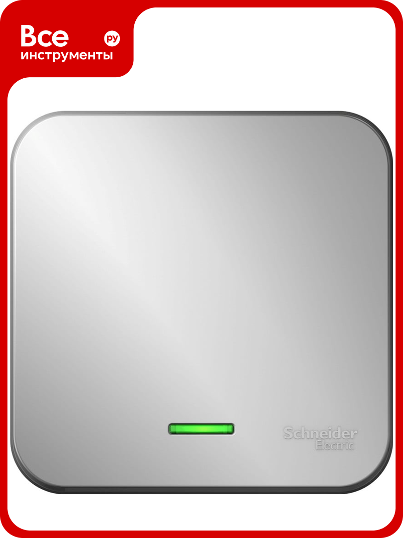 1-клавишный выключатель Systeme Electric открытой проводки Blanca 10А IP20 1 250В с подсветкой алюминий