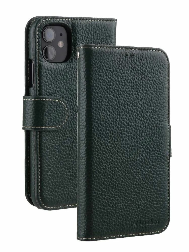 Кожаный чехол книжка Melkco для Apple iPhone 12/12 Pro (6.1") - Wallet Book Type, темно-зеленый