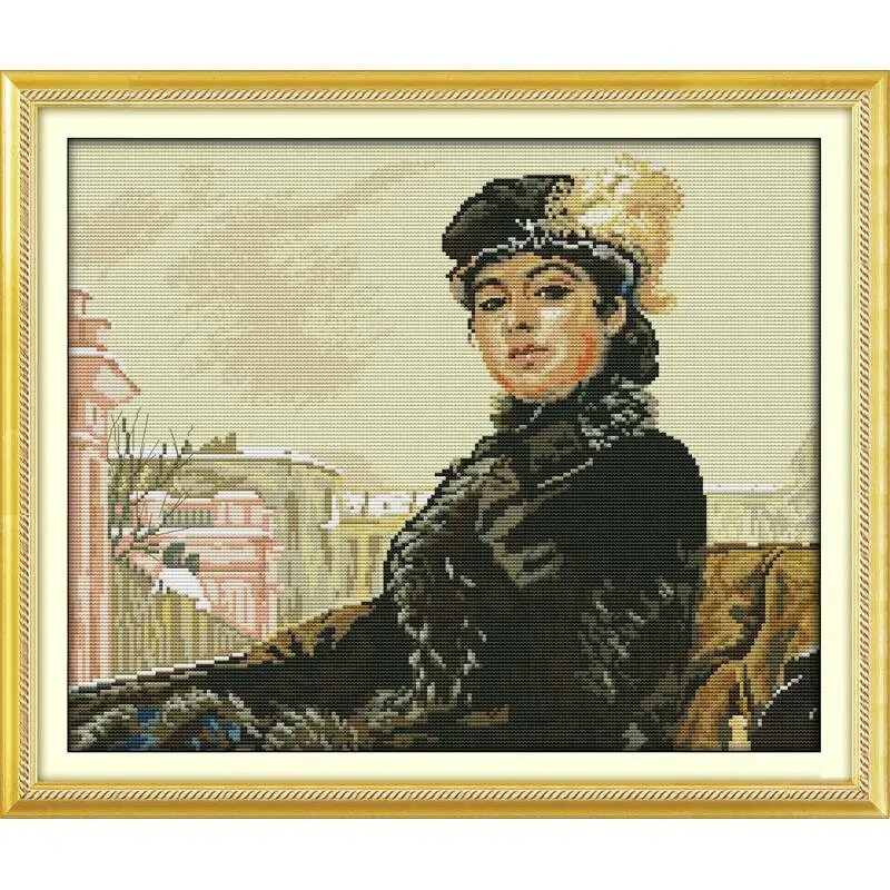 Наборы для вышивания крестиком Joy Sunday: картина маслом Черный, R273, 14CT Printed Cloth