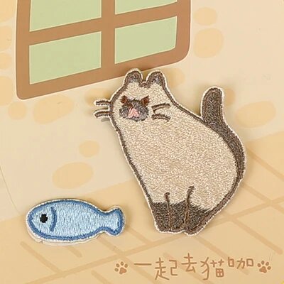Нашивка кота Pusheen с рыбкой, Cat Patches 1