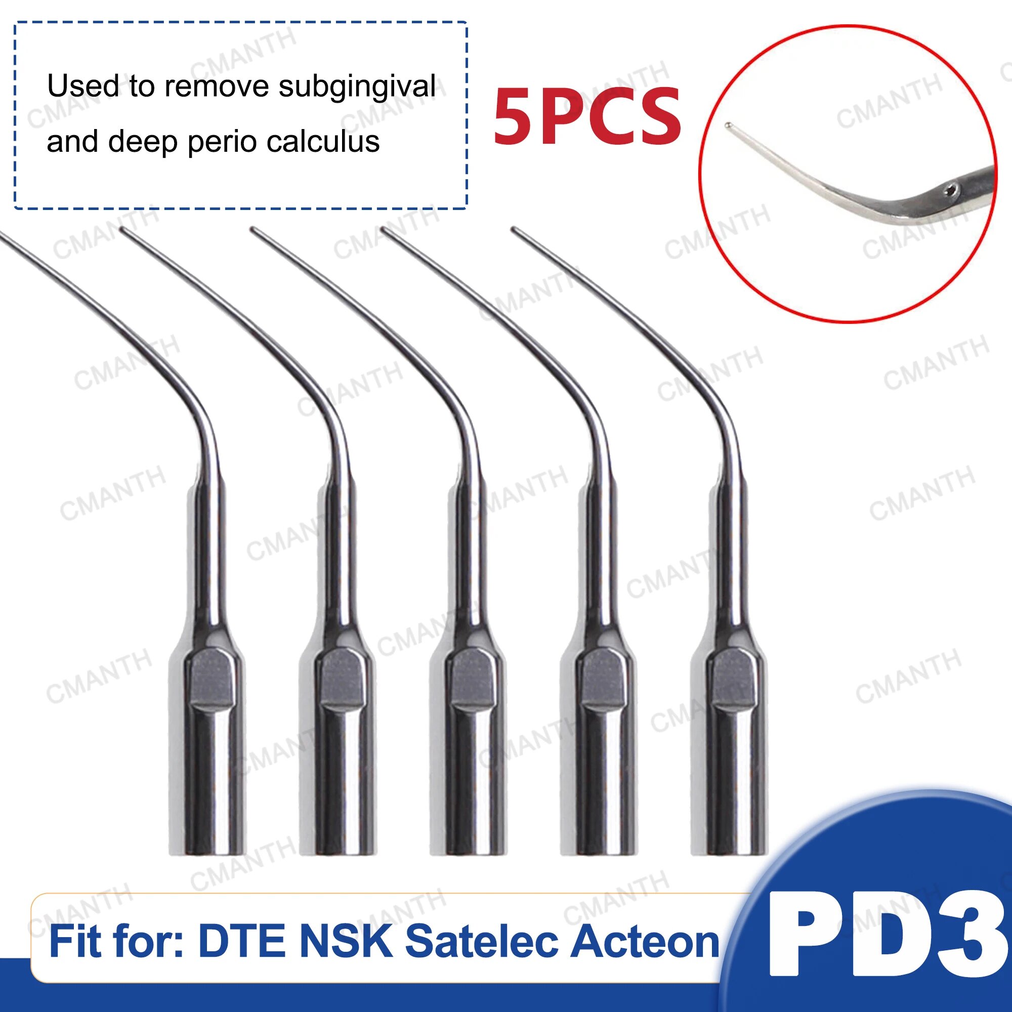 PD3 Стоматологический ультразвуковой скалер, наконечники для удаления перо, подходят для наконечника DTE NSK Satelec Acteon, 5 шт./упак, отбеливание зубов