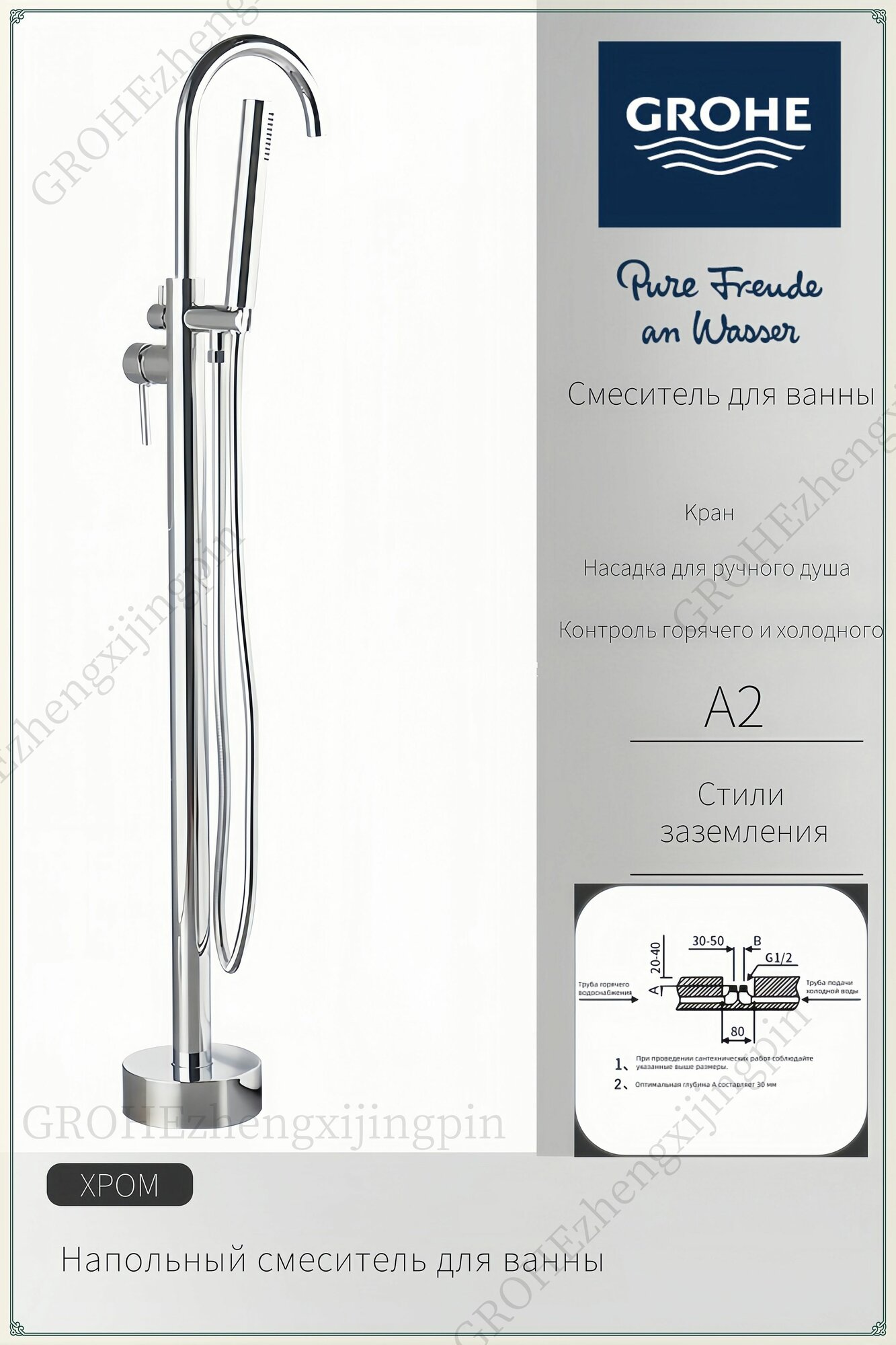 GROHE-Напольный смеситель для ванны