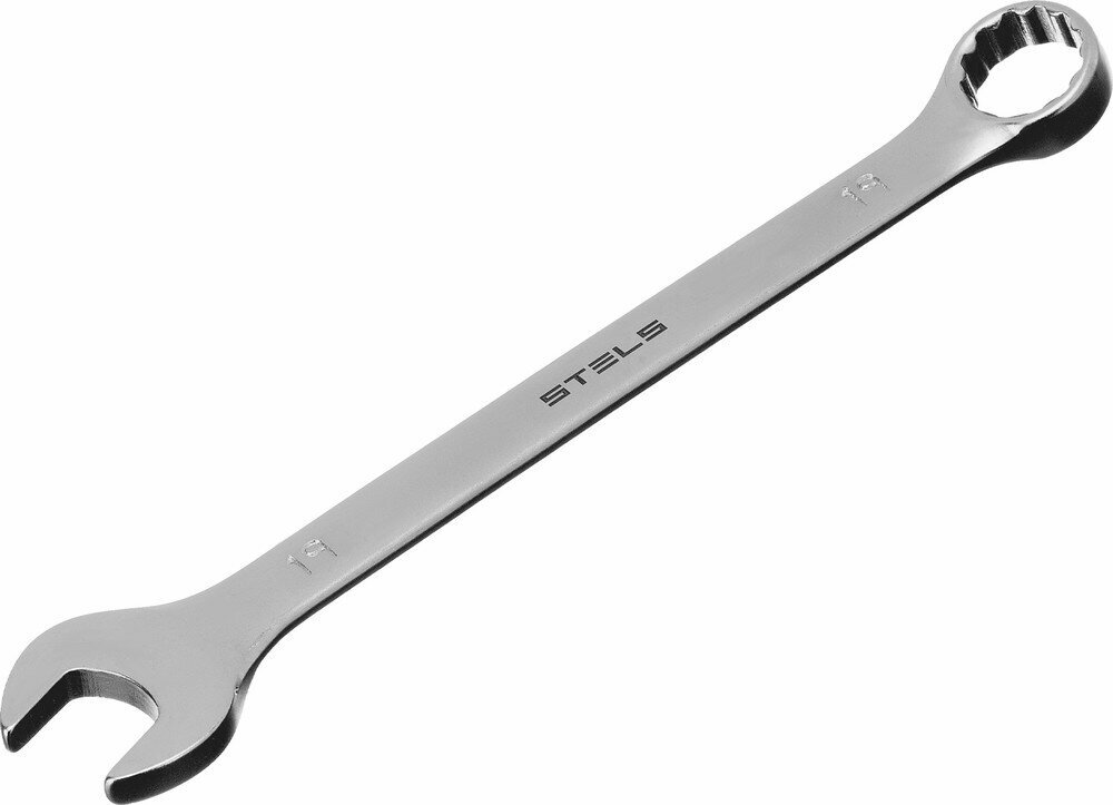 Ключ комбинированный 19 мм, CrV, матовый хром// STELS