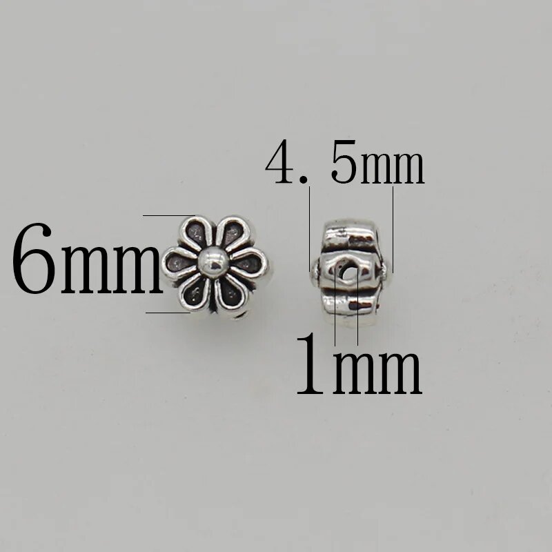 50 шт./лот античный серебряный цвет Ретро цветок очаровательные бусины россыпью 6 мм браслеты ручной работы разделение пространство бусины DIY ювелирные изделия